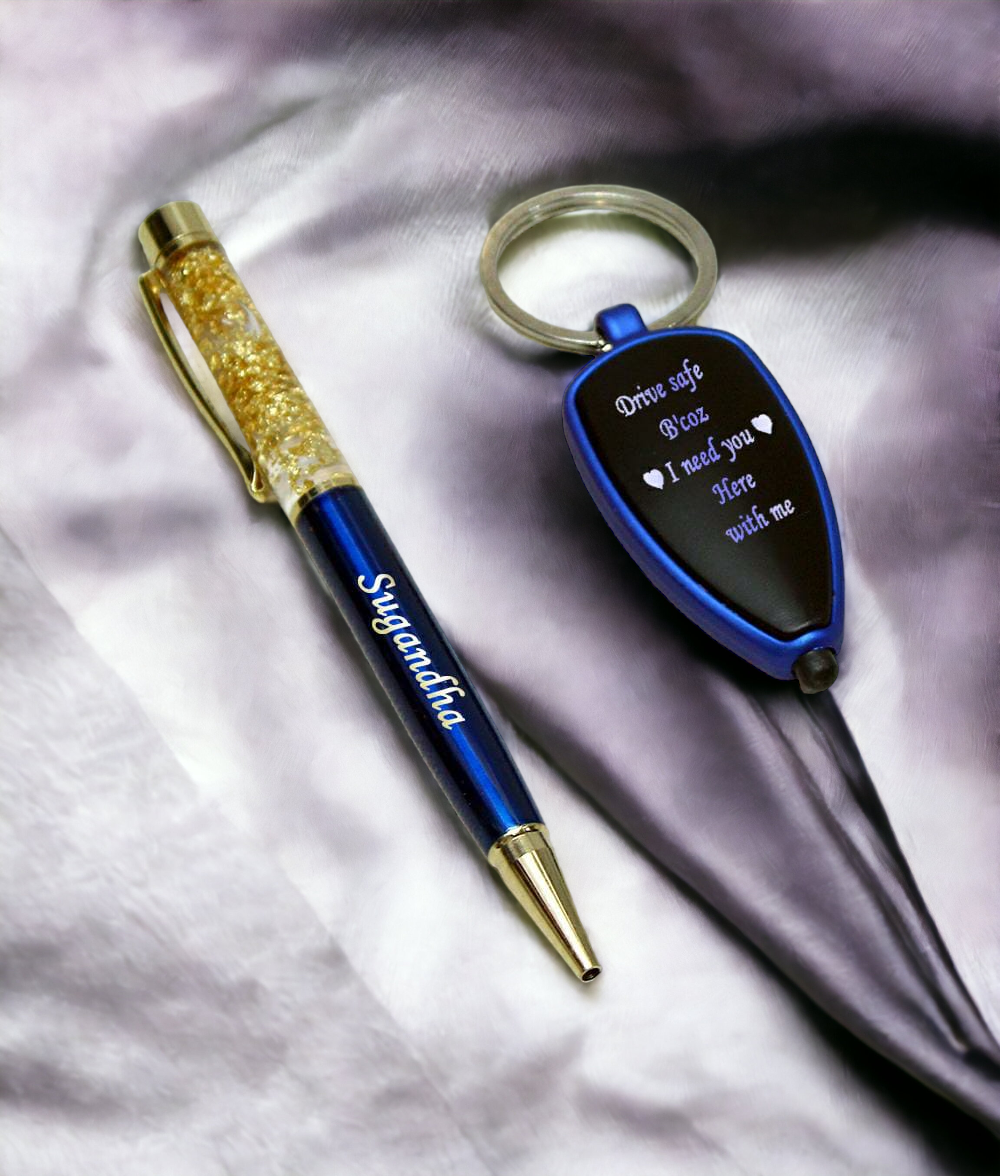 Pen and Led Keychain Combo